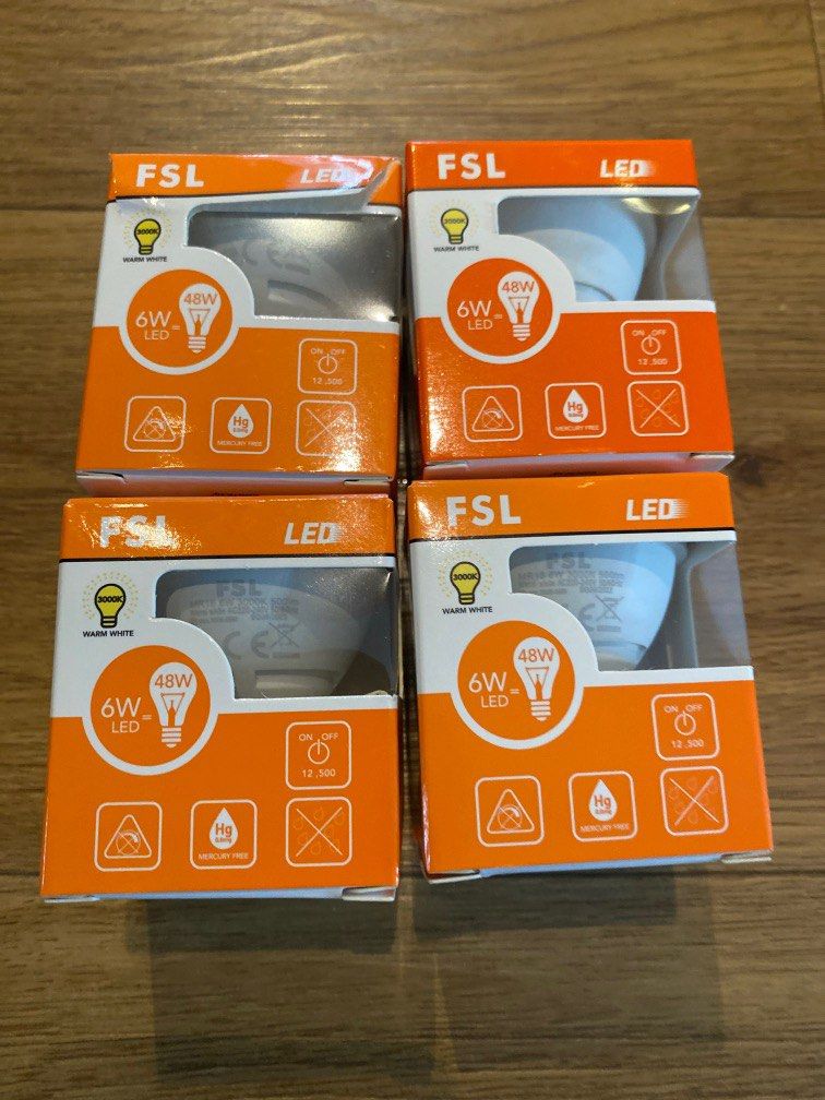 FSL LED 6W MR16 3000K Warm White x4, Furniture & Home Living, Lighting & Fans, Lighting on Carousell