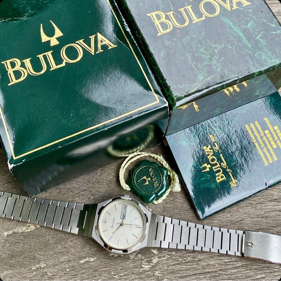 (Guarantee booklet/Box set/Hang tag) Vintage BULOVA steel DAY DATE aka ...