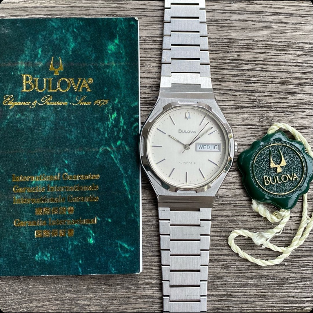 (Guarantee booklet/Box set/Hang tag) Vintage BULOVA steel DAY DATE aka ...