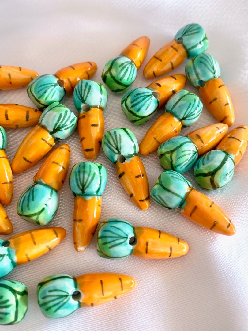 Hand Painted Carrot Vegetable Food Ceramic Bead, Hobbies & Toys ...
