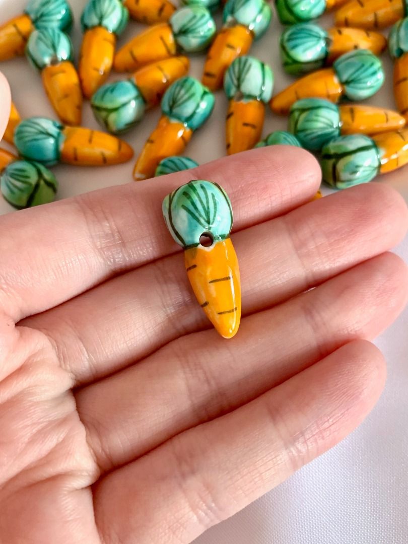 Hand Painted Carrot Vegetable Food Ceramic Bead, Hobbies & Toys ...