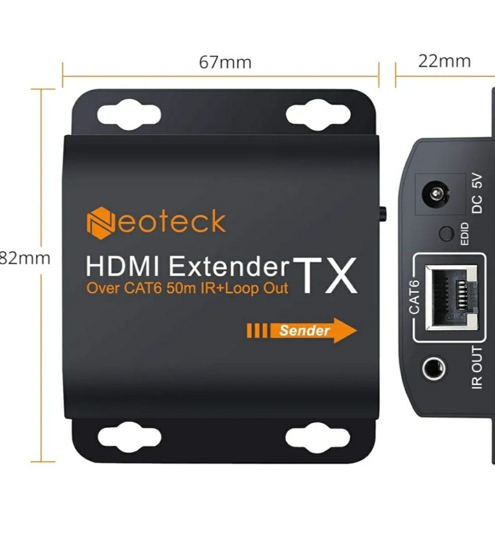 HDMI Extender Neoteck 50m HDMI Repeater with 2 Port HDMI Splitter Loop ...