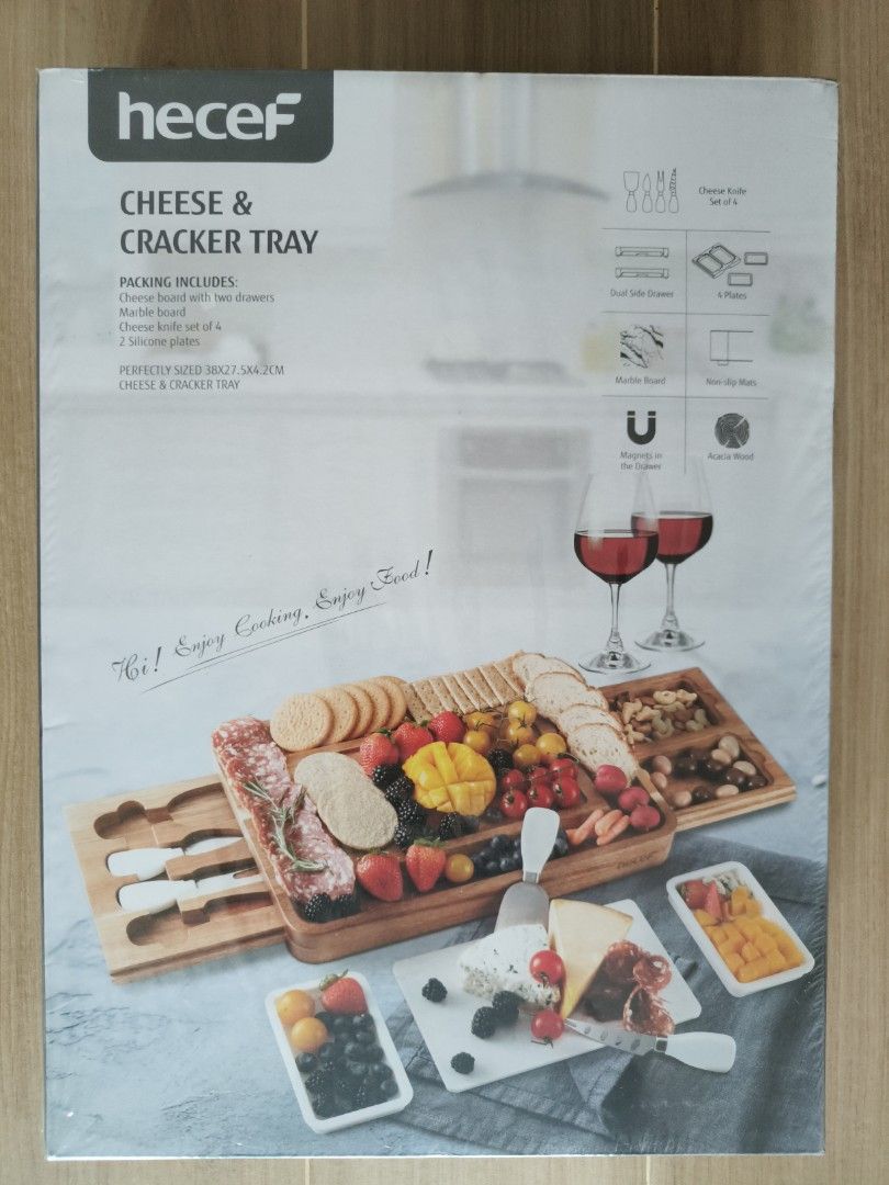 Hecaf Acacia Wood Cheese & Cracker Tray Board (White), TV & Home ...