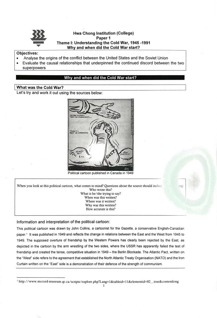 Hwa Chong H2 History Paper 1 Cold War Lecture Notes, Hobbies & Toys ...