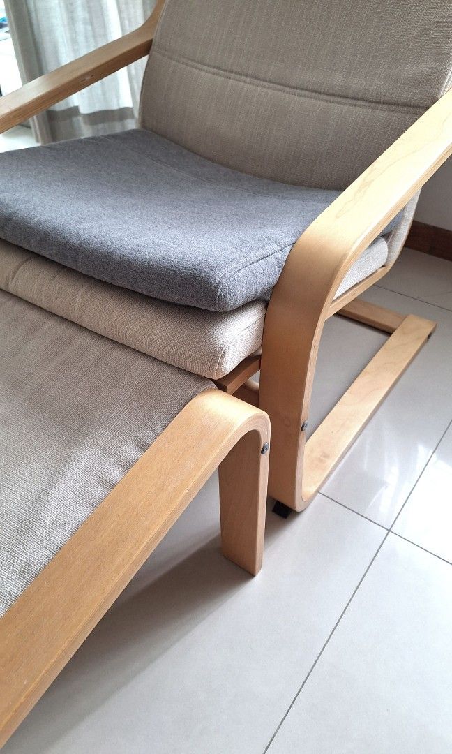 PREMIUM Ikea Poang Chair with foot stool $329, Furniture & Home Living ...