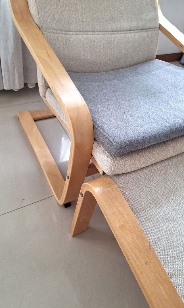 PREMIUM Ikea Poang Chair with foot stool $329, Furniture & Home Living ...
