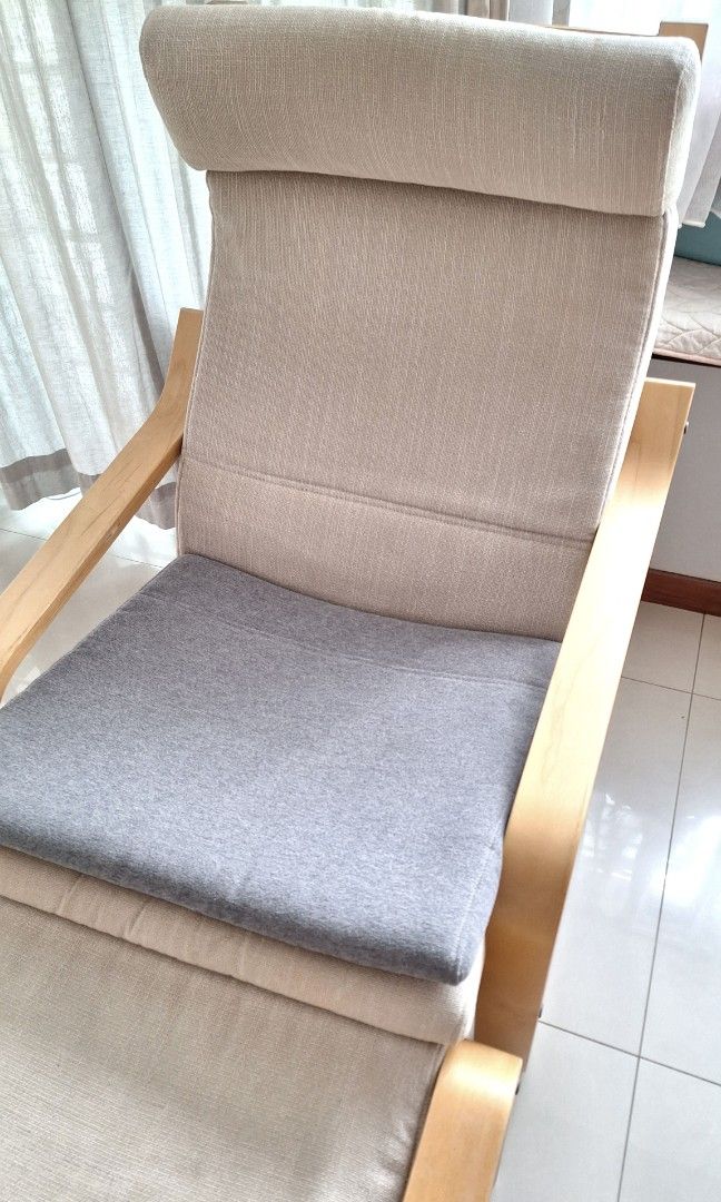 PREMIUM Ikea Poang Chair with foot stool $329, Furniture & Home Living ...