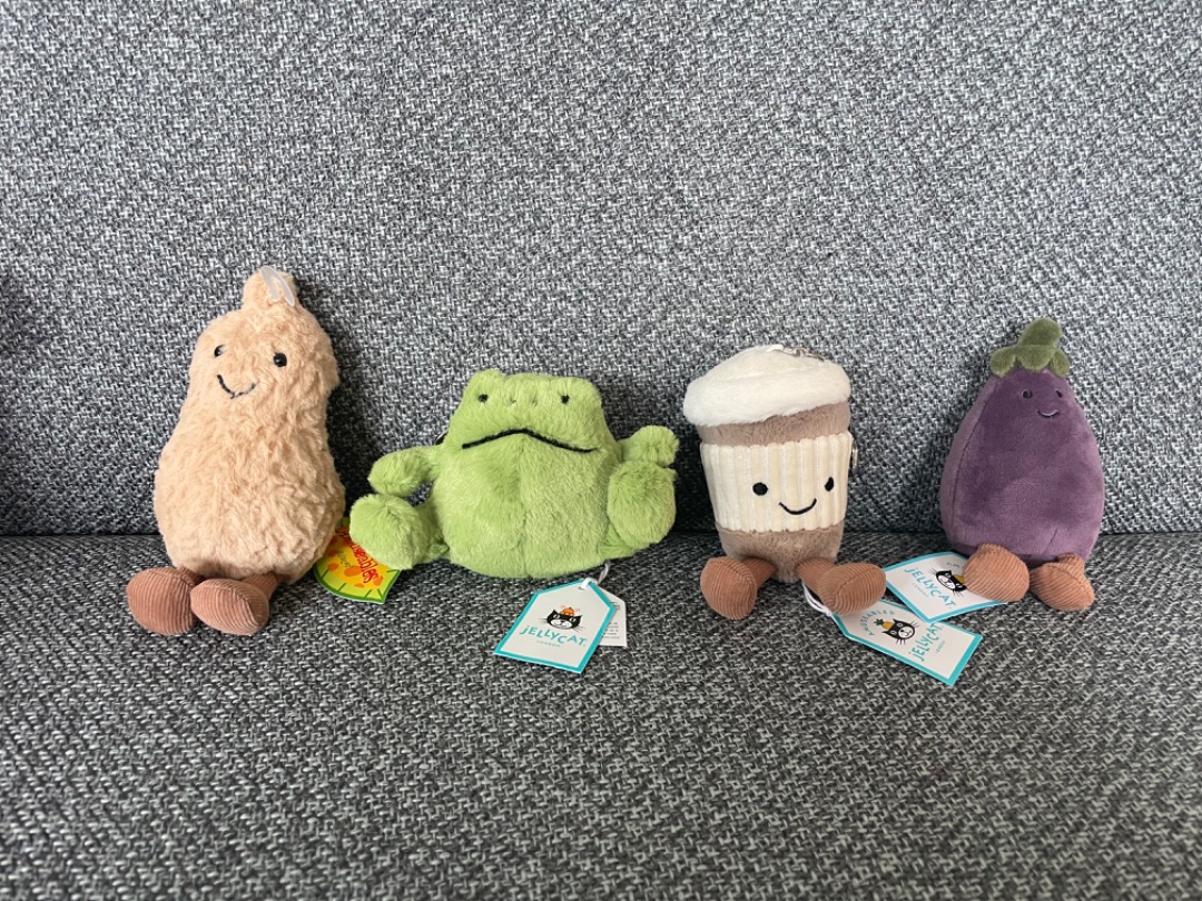 Jellycat amuseable peanut & Jellycat charms- Vivacious eggplant, Ricky ...
