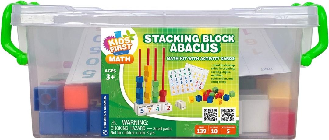 Kids First Math: Stacking Block Abacus Math Kit w/Activity Cards | Develop Skills in Counting ...