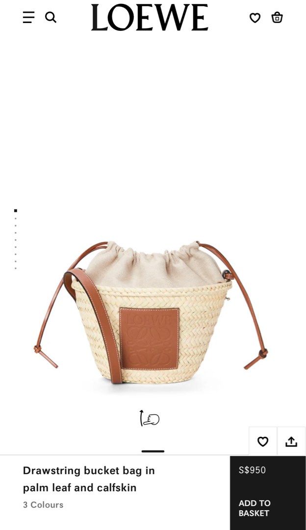 Loewe Drawstring bucket bag in palm leaf and calfskin, Women's Fashion ...