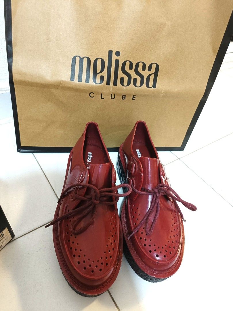 Melissa A La Garconne Creeper Platform Shoes Burgundy, Women's Fashion ...