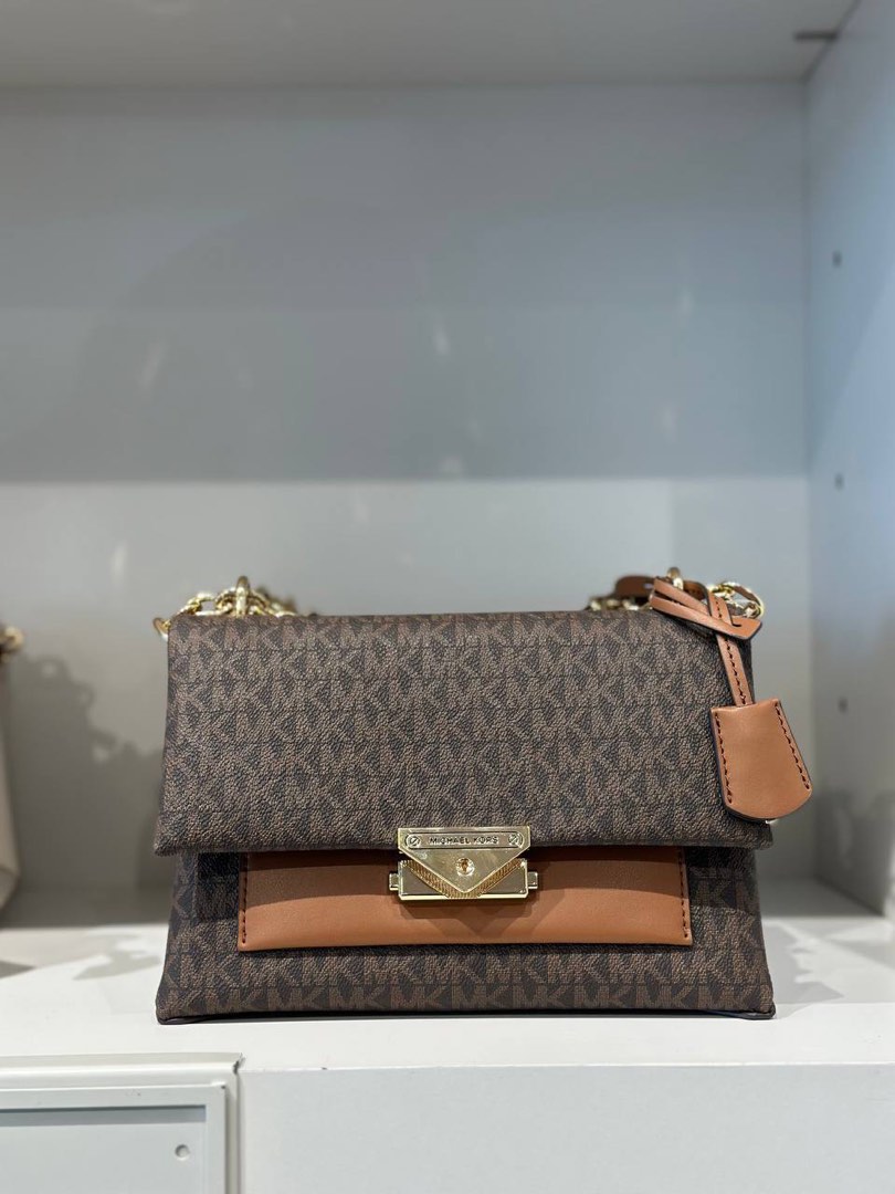 Micheal Kors Cece Medium Flap in Signature Brown, Luxury, Bags ...