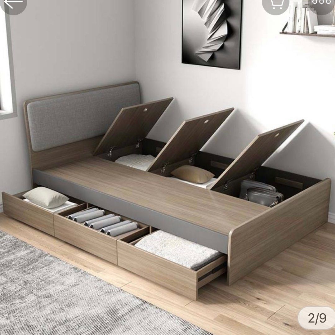 Minimalist Storage Bed Frame (Small Double), Furniture & Home Living ...