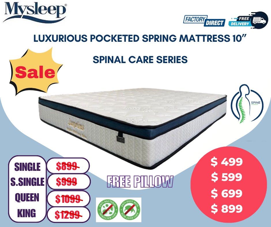 Mysleep Luxurious Pocketed Spring Mattress/Free Delivery, Furniture ...