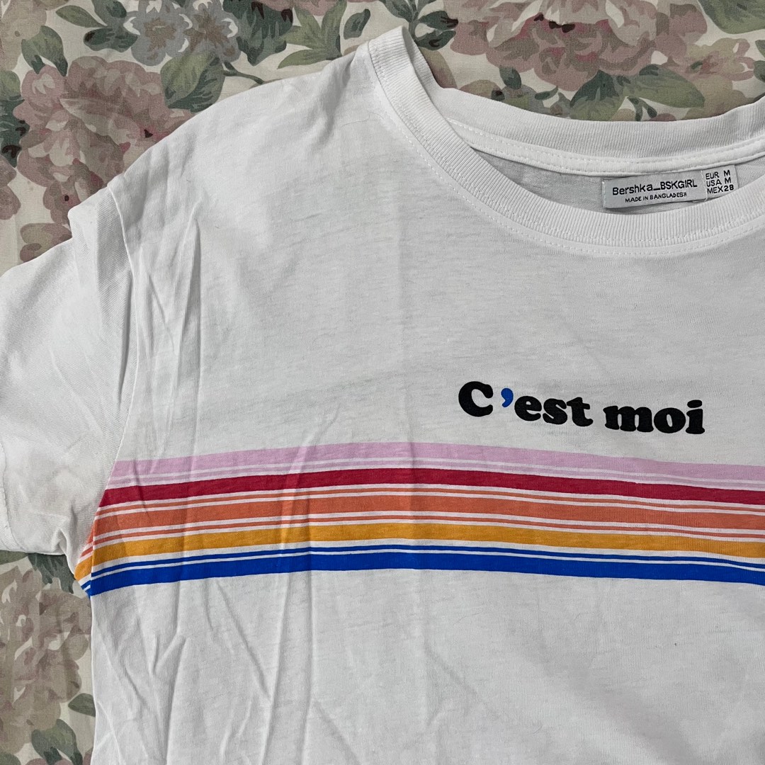 Original Bershka Graphic White Tee, Women's Fashion, Tops, Shirts on ...