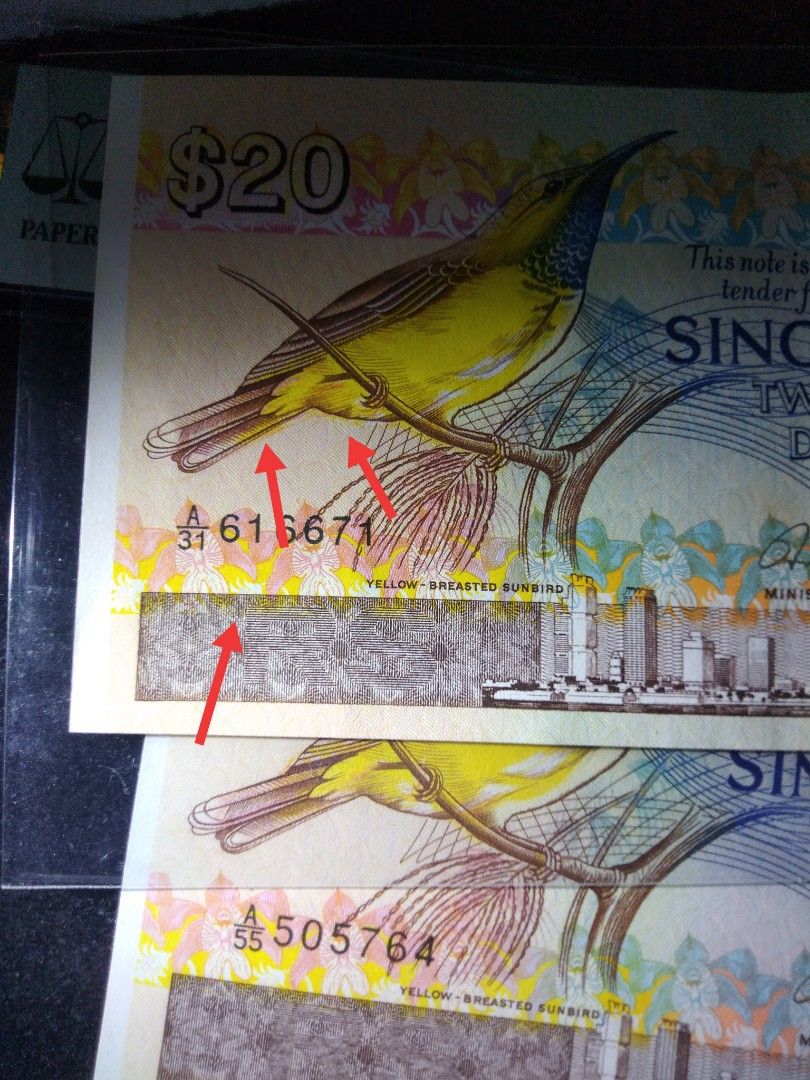 Original ink error minor printing error $20 Bird double eye Aunc ...