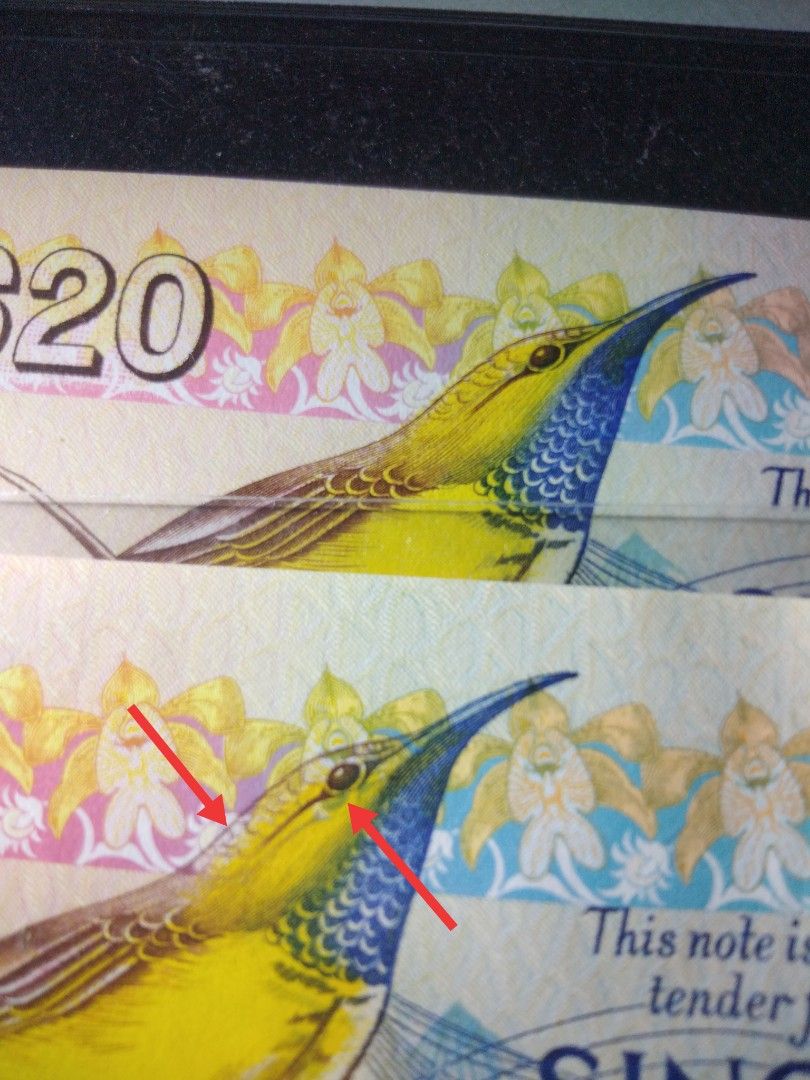 Original ink error minor printing error $20 Bird double eye Aunc ...