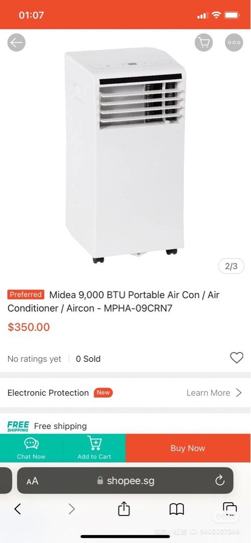 Portable AC 9000BTU Midea, only 4month old, TV & Home Appliances, Air ...