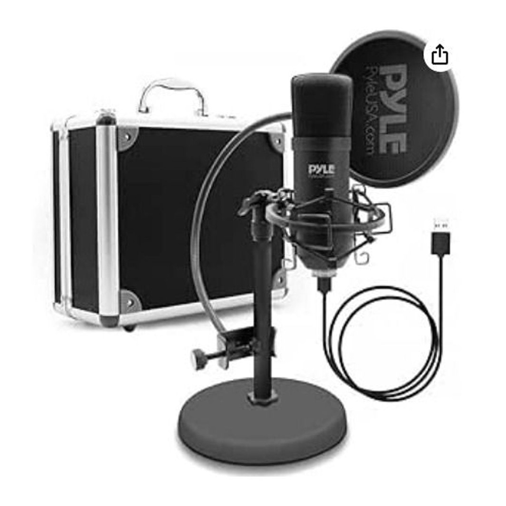 Pyle PDMIKT100 USB Microphone Podcast Recording Kit - Audio Recording ...