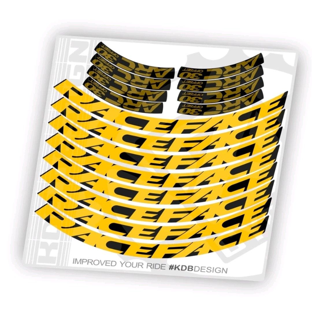 RACE FACE 27.5 RIM DECAL_GOLD, Sports Equipment, Bicycles & Parts ...