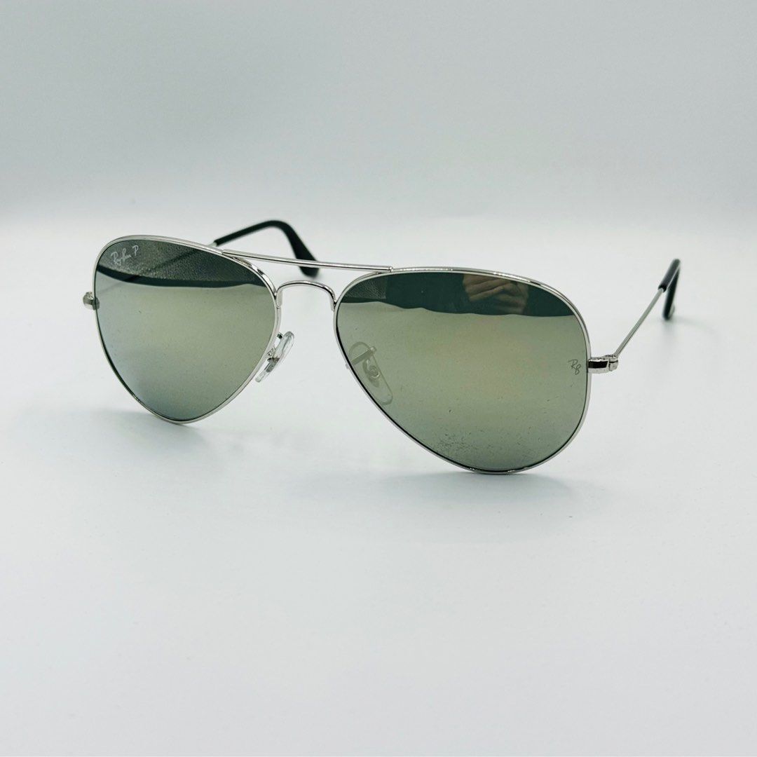 Rayban RB3025 003/59 Aviator Large Metal Silver w/ Silver Grey Mirror ...