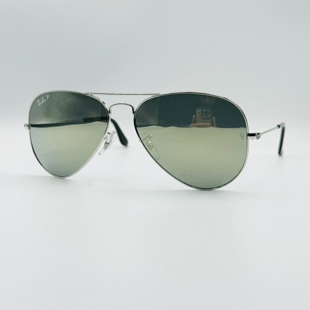 Rayban RB3025 003/59 Aviator Large Metal Silver w/ Silver Grey Mirror ...
