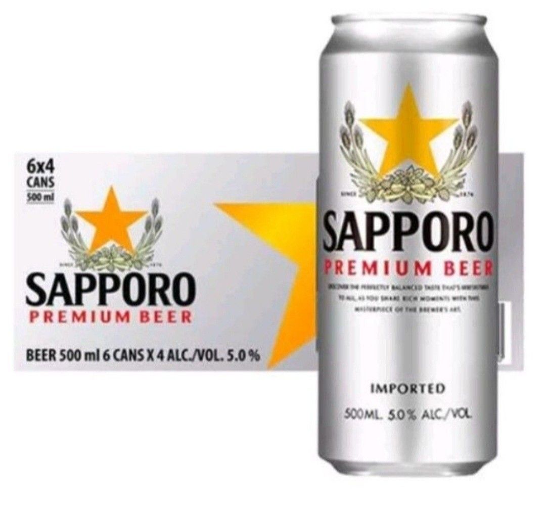 Sapporo 500ml x 24 cans, Food & Drinks, Beverages on Carousell