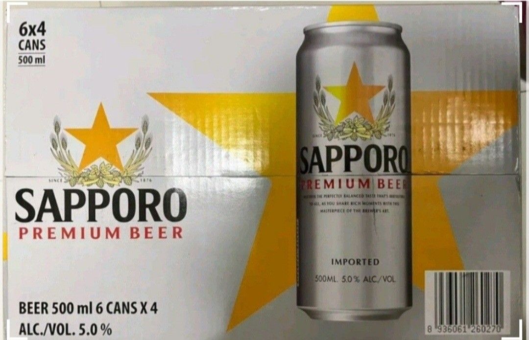 Sapporo 500ml x 24 cans, Food & Drinks, Beverages on Carousell