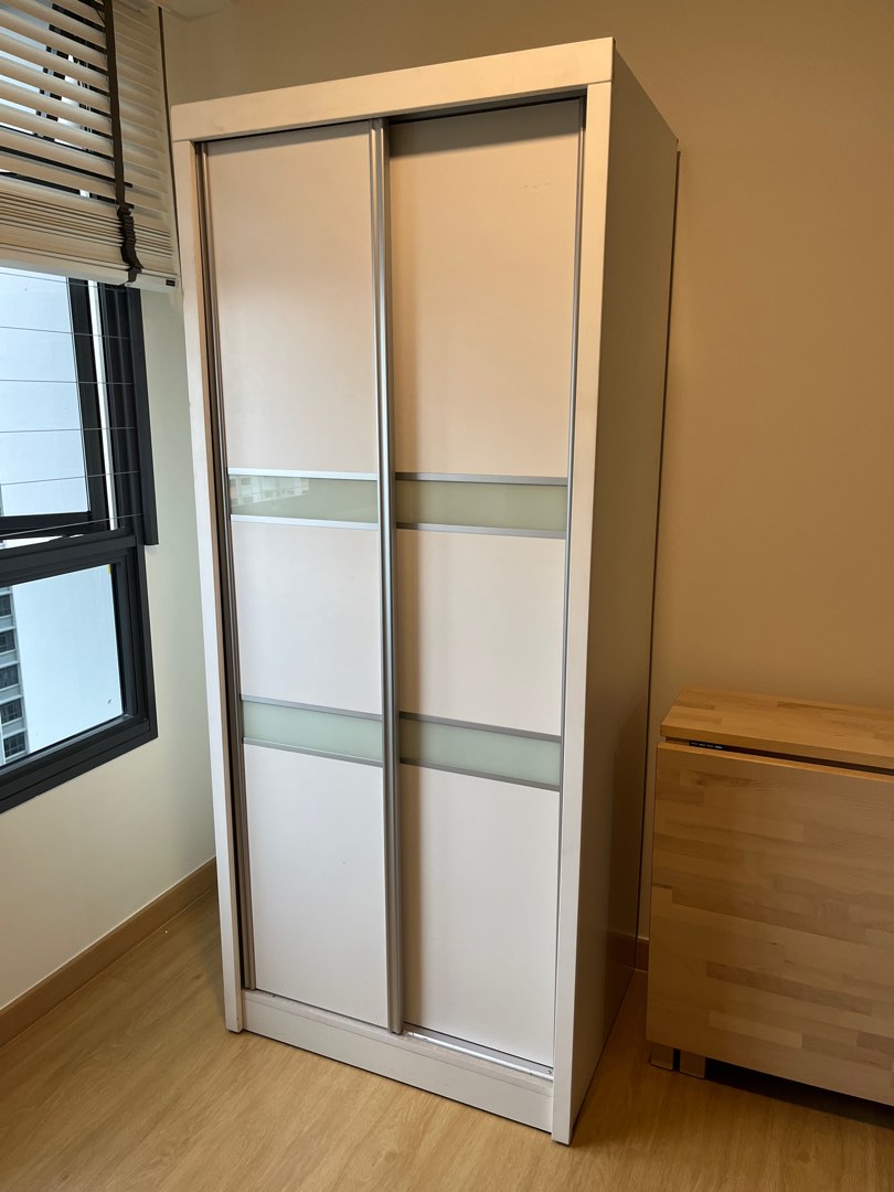 Slim White Sliding Wardrobe (fortytwo), Furniture & Home Living ...