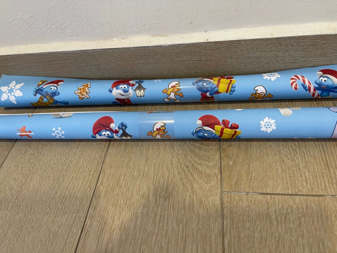 Smurf wrapping paper, Everything Else on Carousell