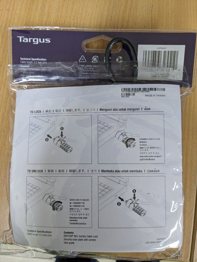 Targus Laptop lock, Computers & Tech, Parts & Accessories, Other ...