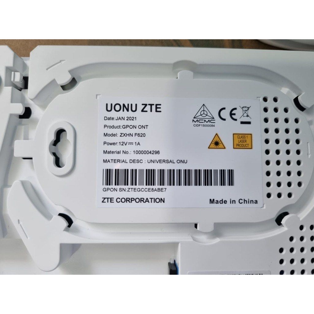 ***USED*** UONU ZTE GPON ONT ZXHN F620 FOR UNIFI MODEM, Computers ...
