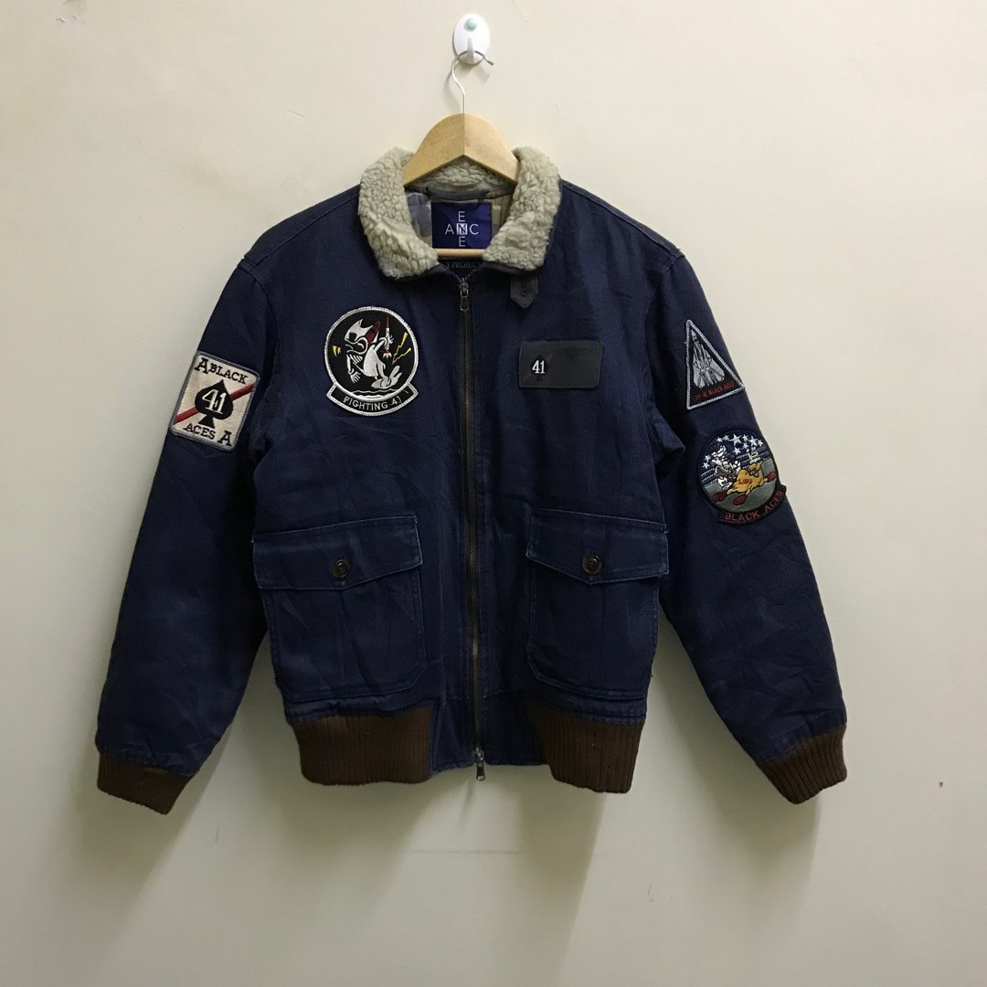 VINTAGE N.Y PROJECT SHERPA PATCH BOMBER JACKET, Men's Fashion, Coats ...