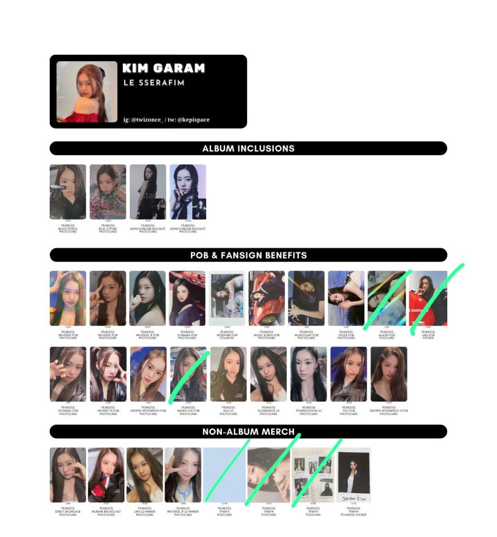 WTB/LFS KIM GARAM LESSERAFIM LE SSERAFIM PCS, POBS, NON ALBUM PCS ...