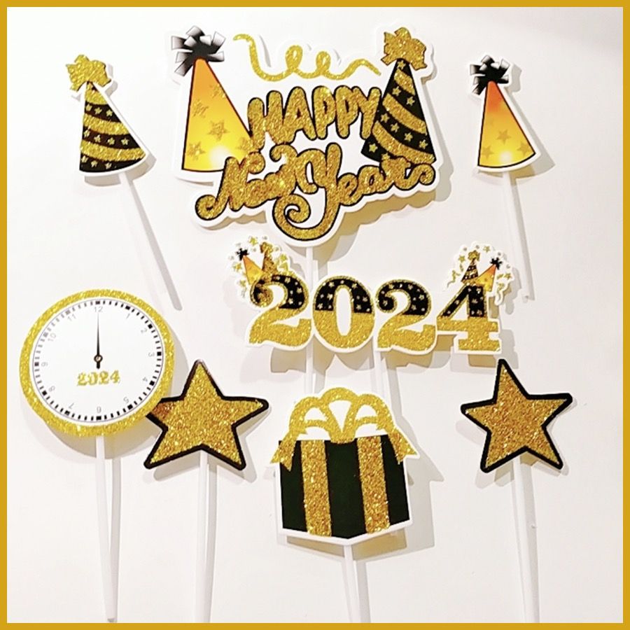 2024 HAPPY NEW YEAR CAKE TOPPERS, Hobbies & Toys, Stationary & Craft ...