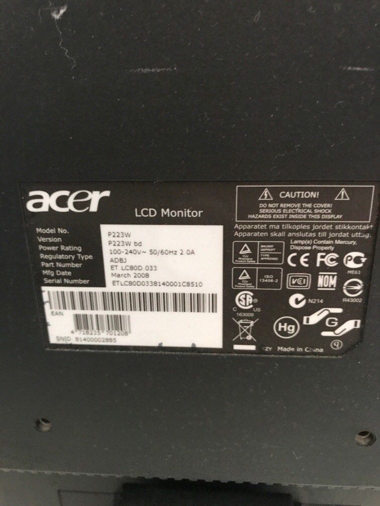 Acer 22inches monitor(spoilt), Computers & Tech, Parts & Accessories, Monitor Screens on Carousell
