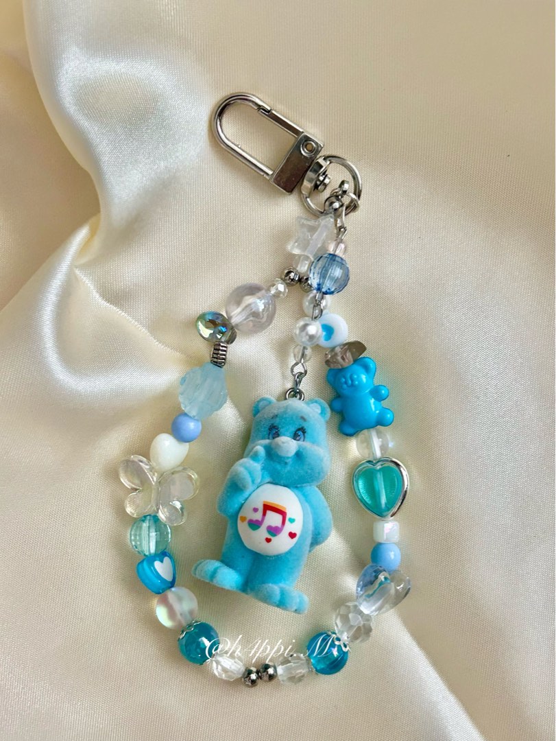 y2k cutecore blue care bear beaded keychain, Hobbies & Toys, Stationery ...