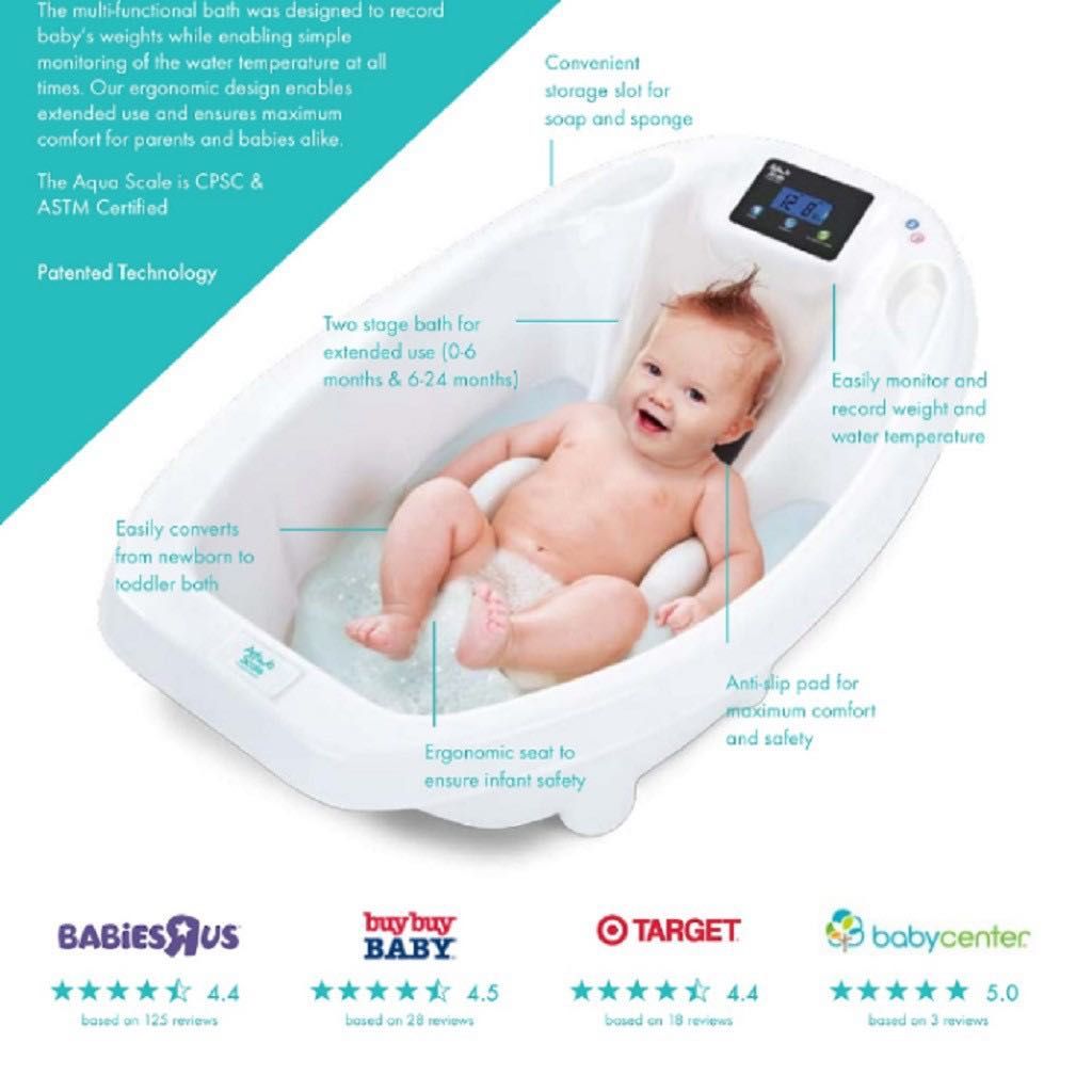 Aquascale Digital scale and thermometer 3-in-1 infant Bath Tub, Babies ...