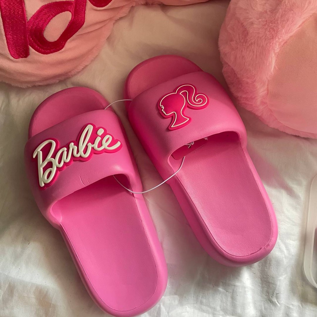 BARBIE X MINISO SLIDES, Women's Fashion, Footwear, Flipflops and Slides ...