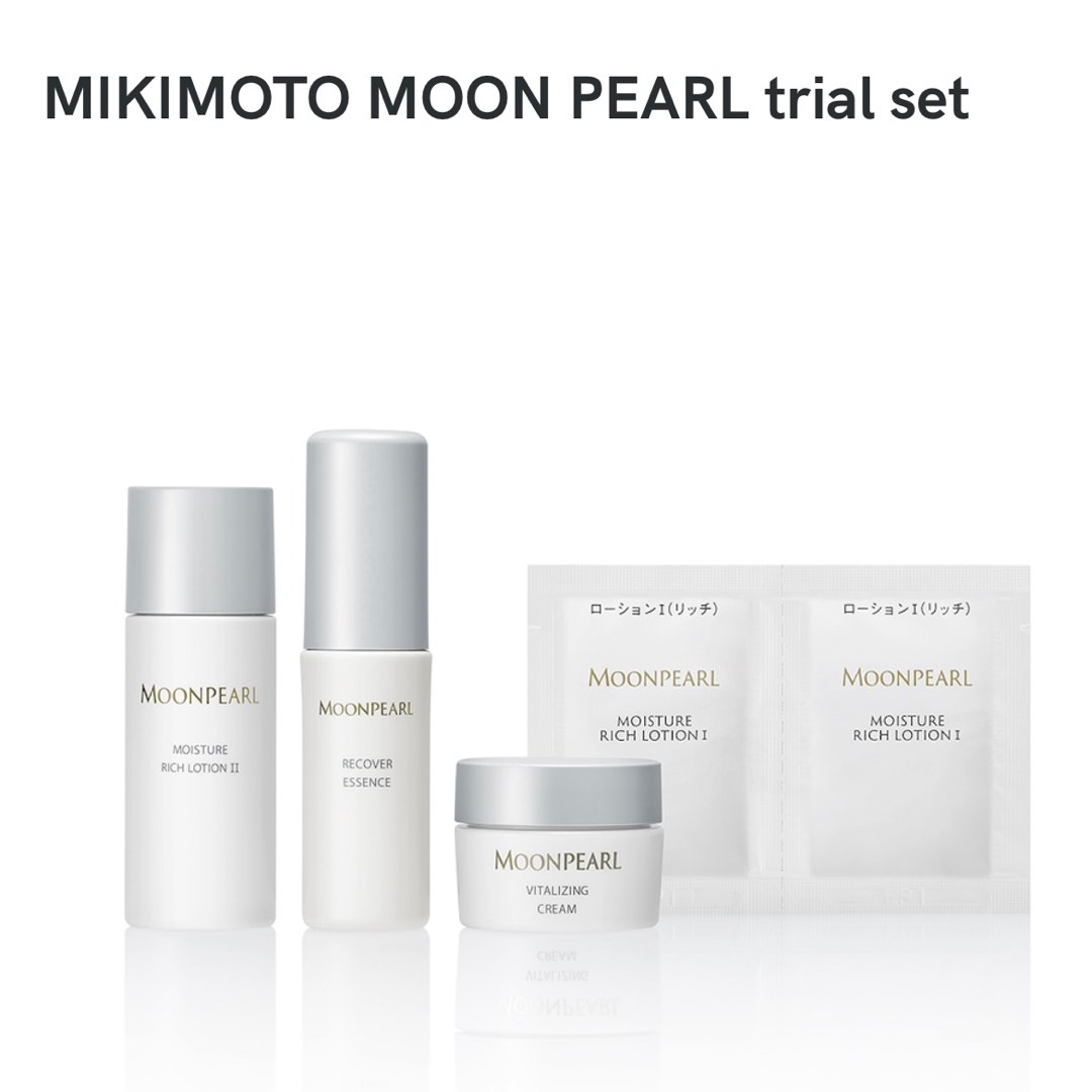 BN Sealed MIKIMOTO Cosmetics MOON PEARL trial set kit / Cleansing cream foam facial wash ...