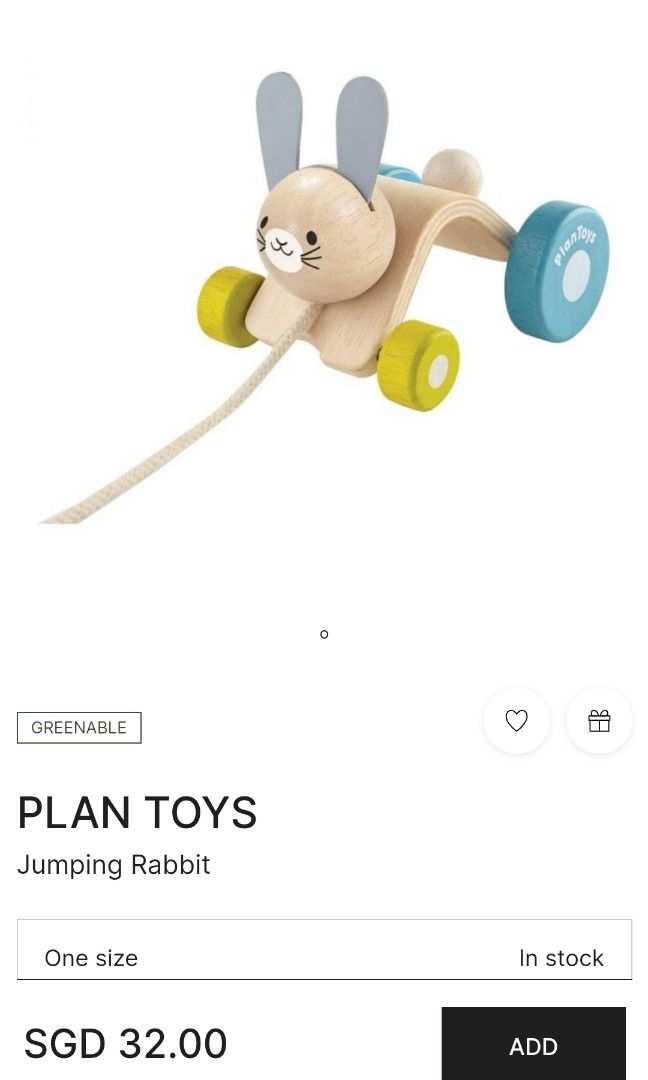 (BNIB) PLANTOYS push & pull wooden toy - jumping rabbit (plan toys ...