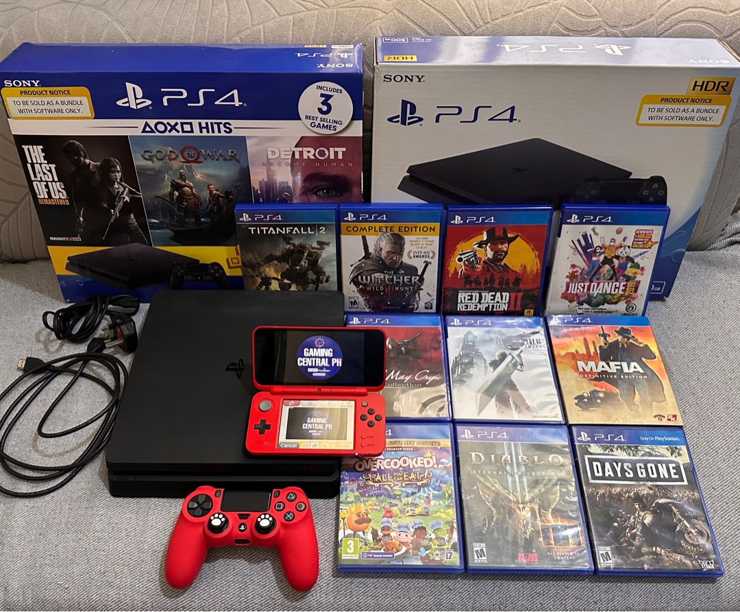 BUNDLE: PS4 Slim 500gb with physical games, Video Gaming, Video Game ...