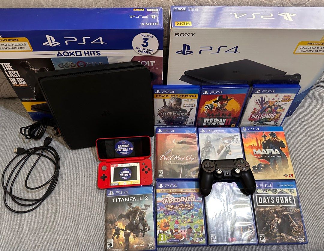 BUNDLE: PS4 Slim 500gb with physical games, Video Gaming, Video Game ...