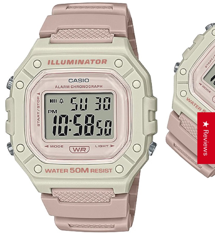 Casio Illuminator Wr 50m W-218HC-4A2 Pink Resin Watch, Women's Fashion ...
