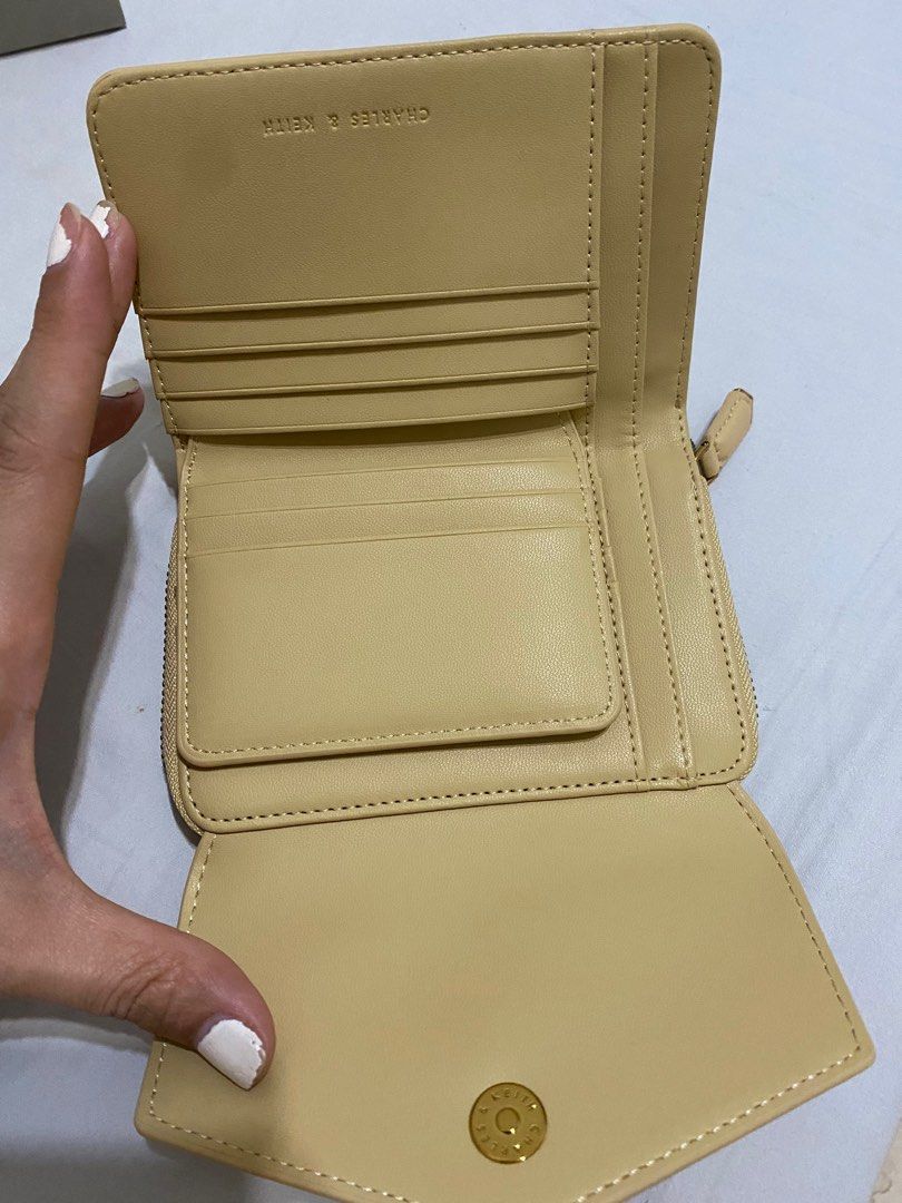 Charles & Keith Stitch Trim Envelope Wallet - Beige, Women's Fashion, Bags & Wallets, Wallets ...