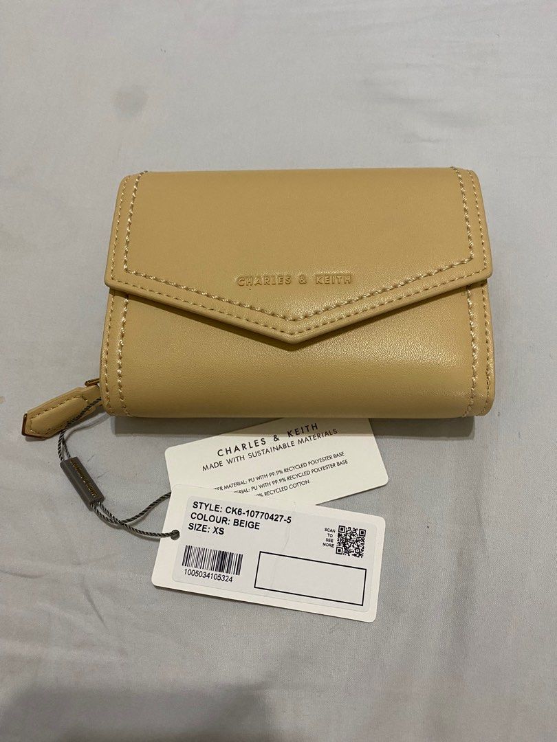 Charles & Keith Stitch Trim Envelope Wallet - Beige, Women's Fashion, Bags & Wallets, Wallets ...