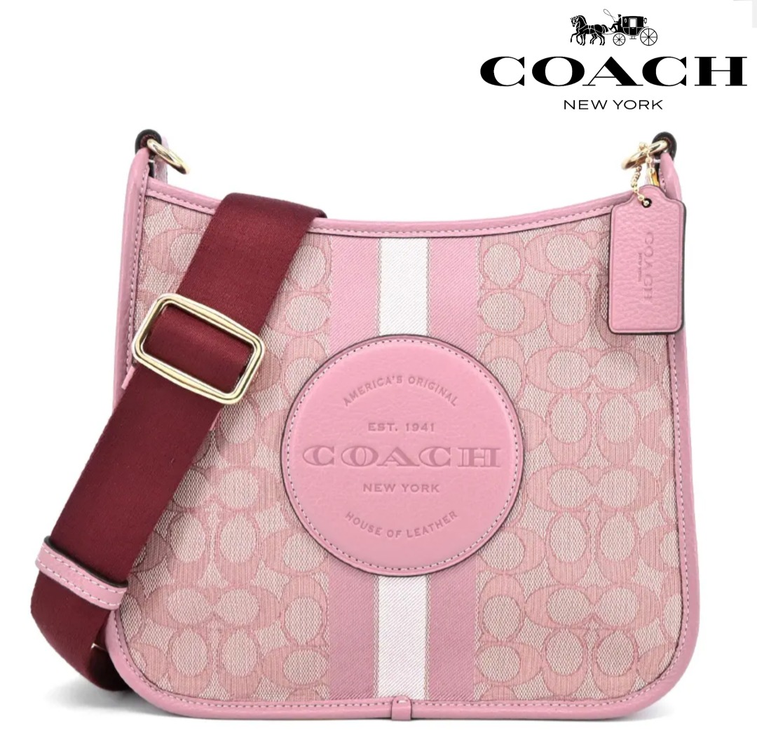 Coach Original Pink Collection Dempsey File Bag Signature Jacquard ...