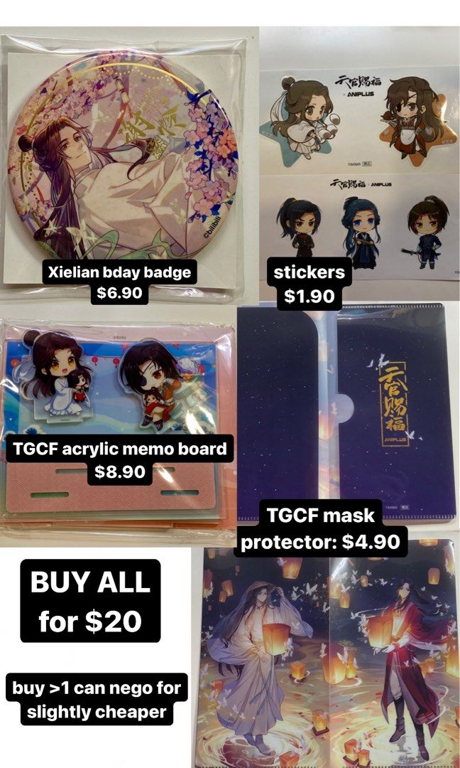 Exclusive TGCF Aniplus Cafe Merch (all new), Hobbies & Toys ...