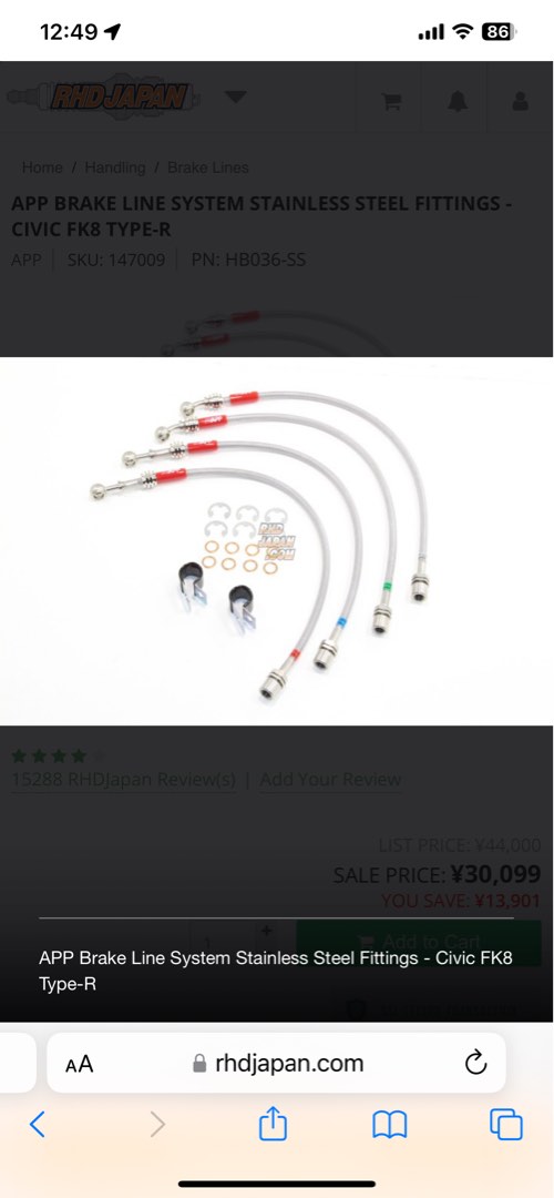 Fk8 APP Brakelines stainless steel version, Car Accessories ...