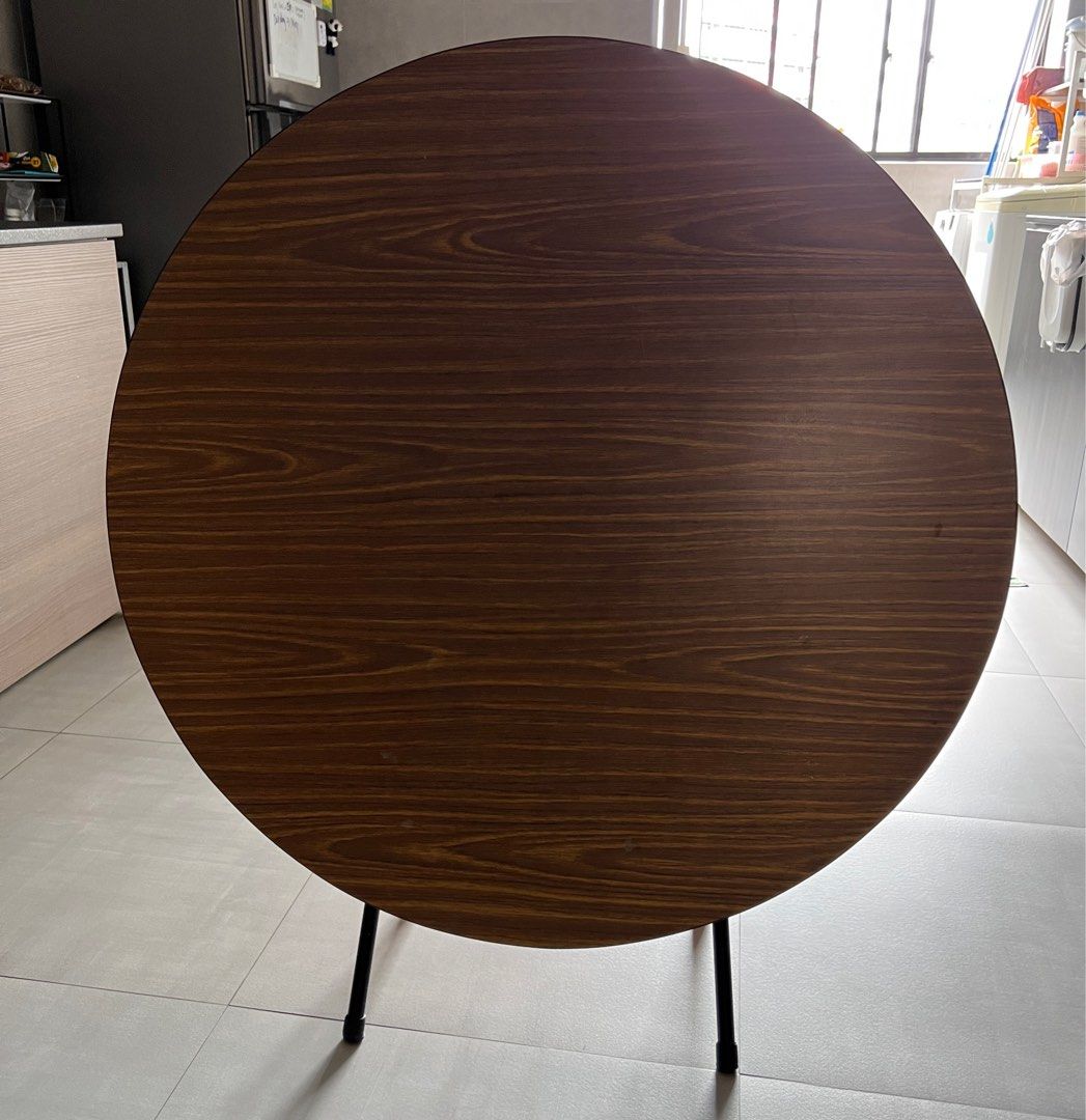 Foldable Round Table (90cm), Furniture & Home Living, Furniture, Tables ...